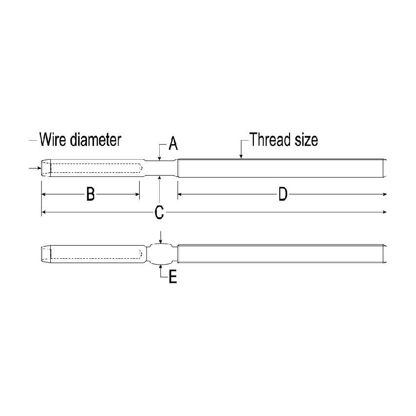 Ronstan RF1512M0506 Ronstan Threaded Swage Terminal for 5mm Metric Wire ...