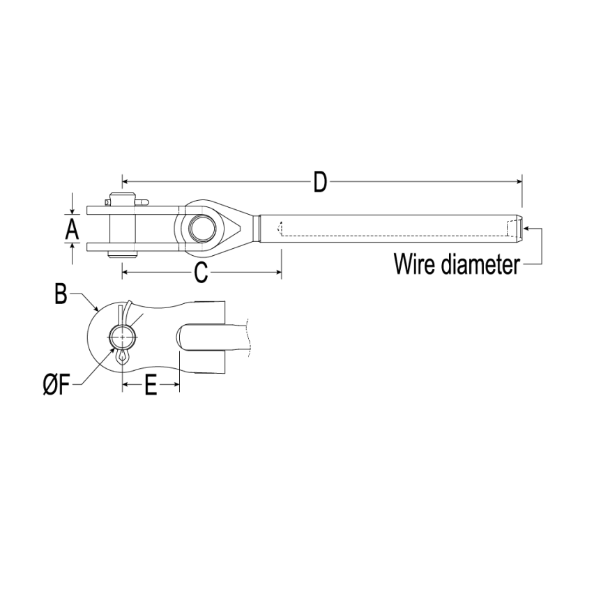 Ronstan RF1506-0806 Ronstan Toggle Swage Terminal for 1/4" Imperial ...